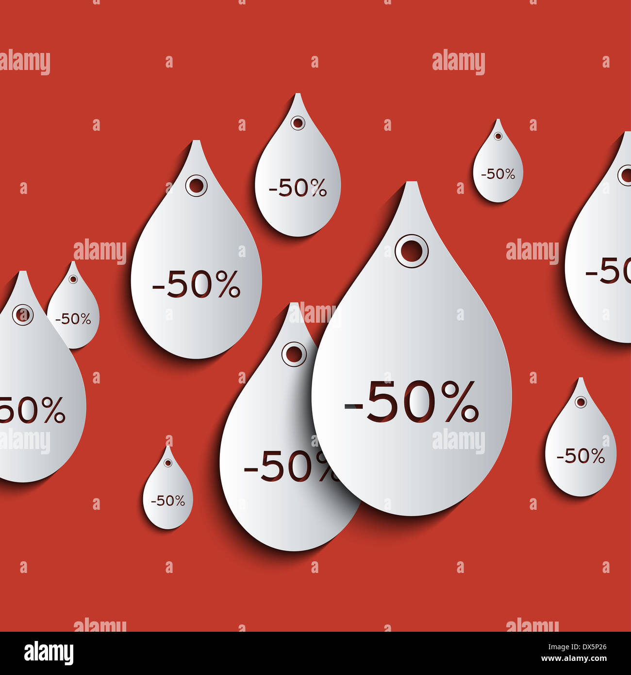 3d paper price tags in the form of falling raindrops. Sale, discount ...