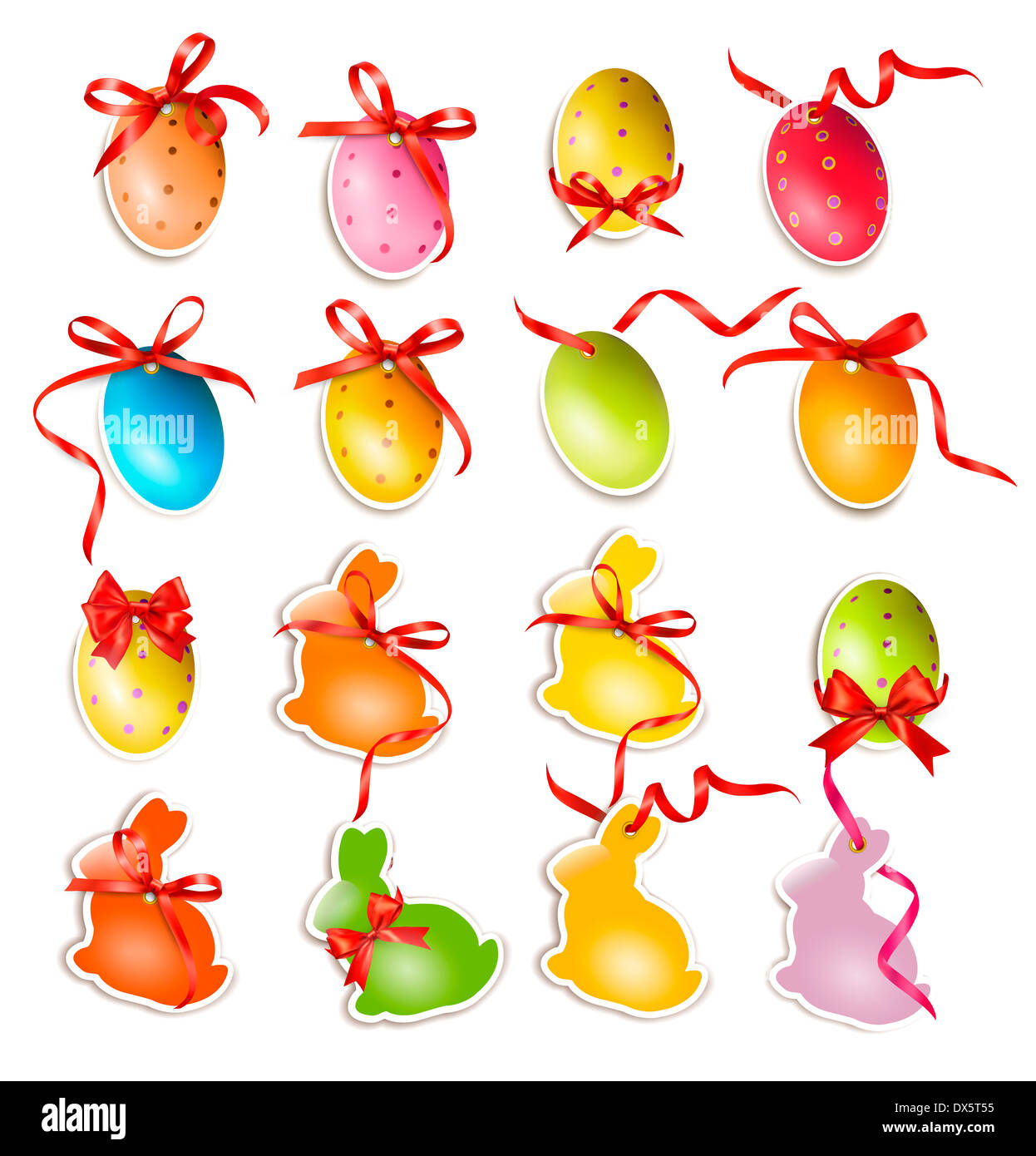 Decorative easter eggs. Easter cards with bows and ribbons. Vector ...