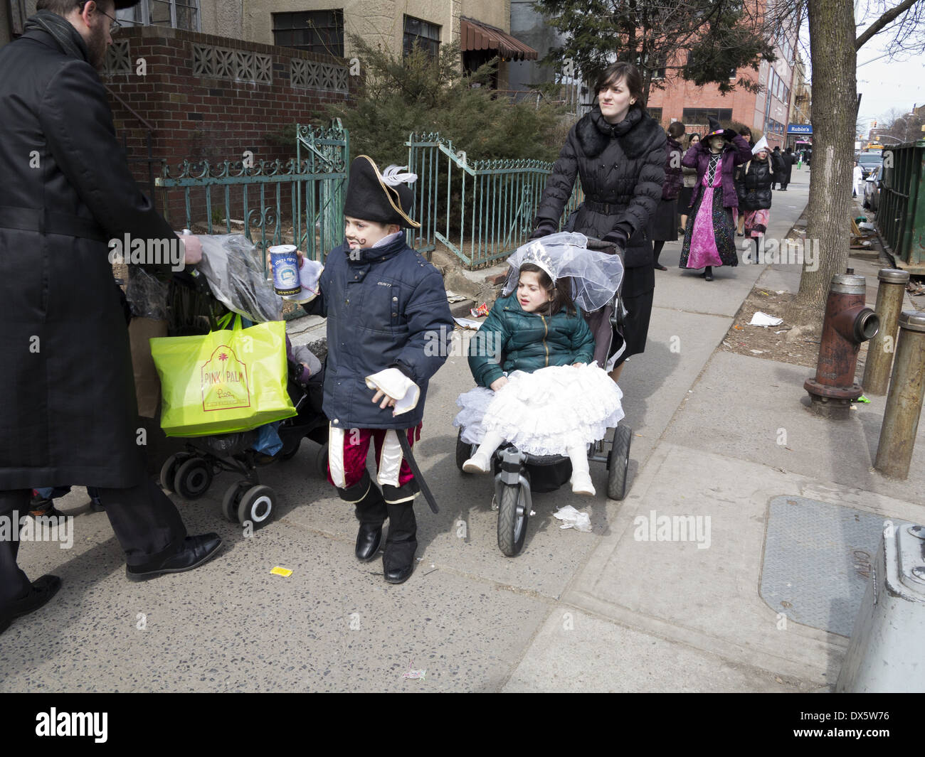 Religious Jews celebrate the holiday of Purim in the Borough Park ...