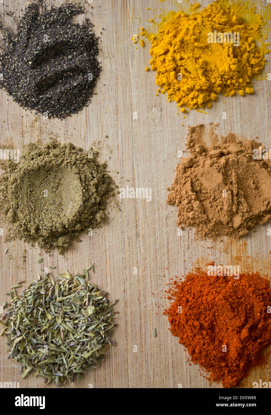This is a vertical view photo of assorted herbs and spices Stock Photo ...