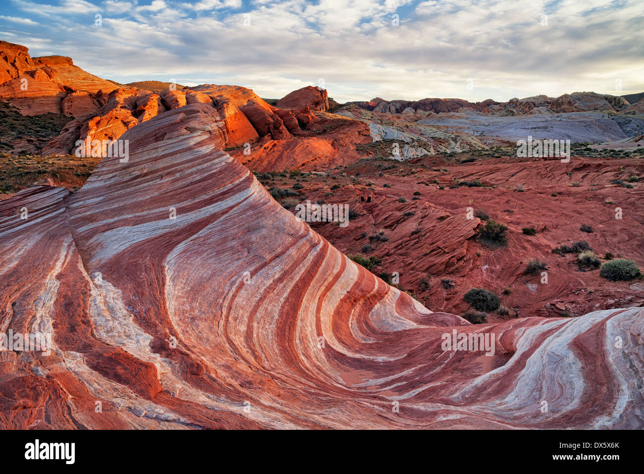 Last light on the sandstone formation known as the Fire Wave in Nevada ...