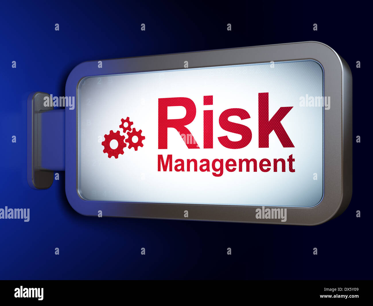 Business concept: Risk Management and Gears on billboard background ...