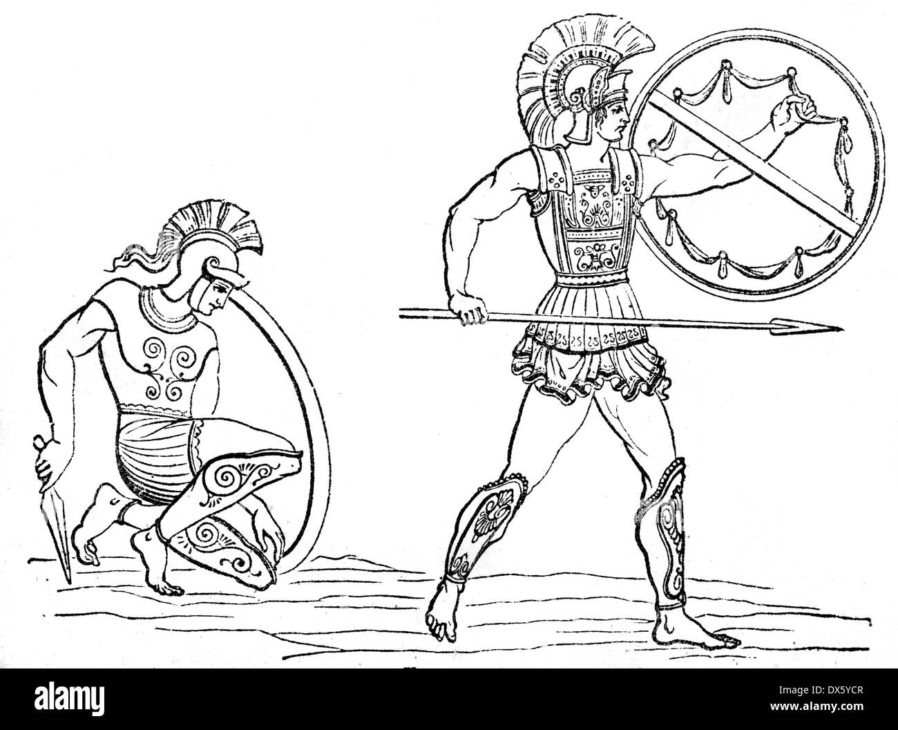 Ancient Greek hoplite, illustration from book dated 1878 Stock Photo ...