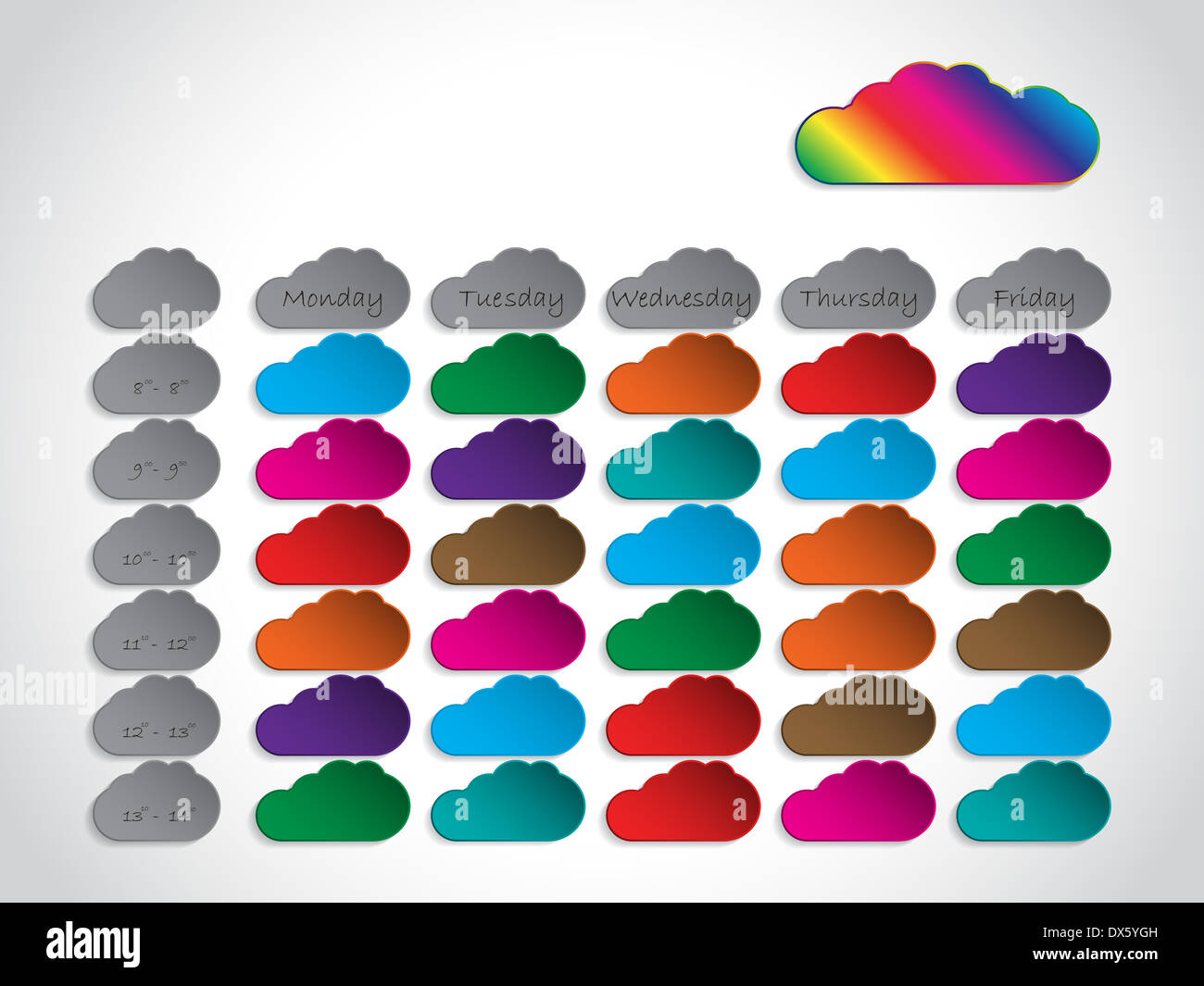 Timetable background design with color cloud shapes and light ...