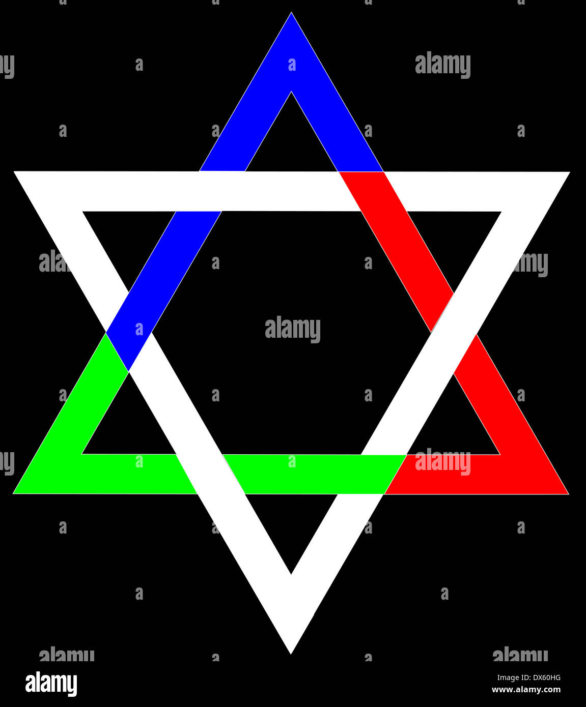A depiction of the Star of David in colours and black Stock Photo - Alamy
