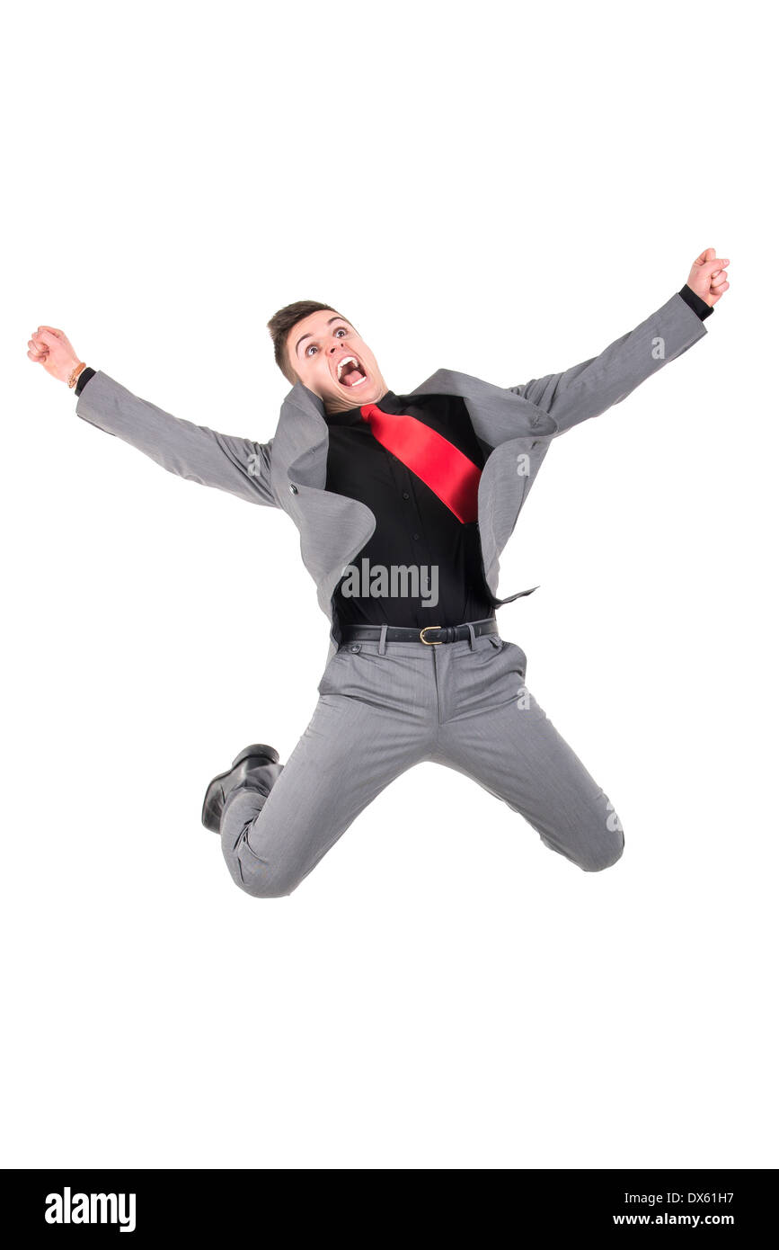 Happy high jump businessman hi-res stock photography and images - Alamy