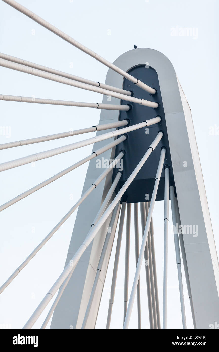 bridge whit blue light over the river Stock Photo - Alamy