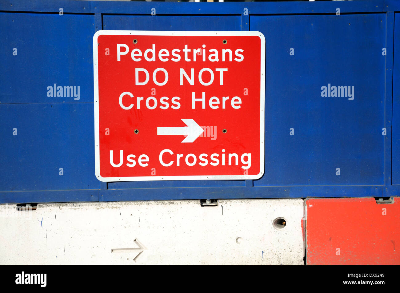 London, England, UK. Warning sign to pedestrians at roadworks Stock ...