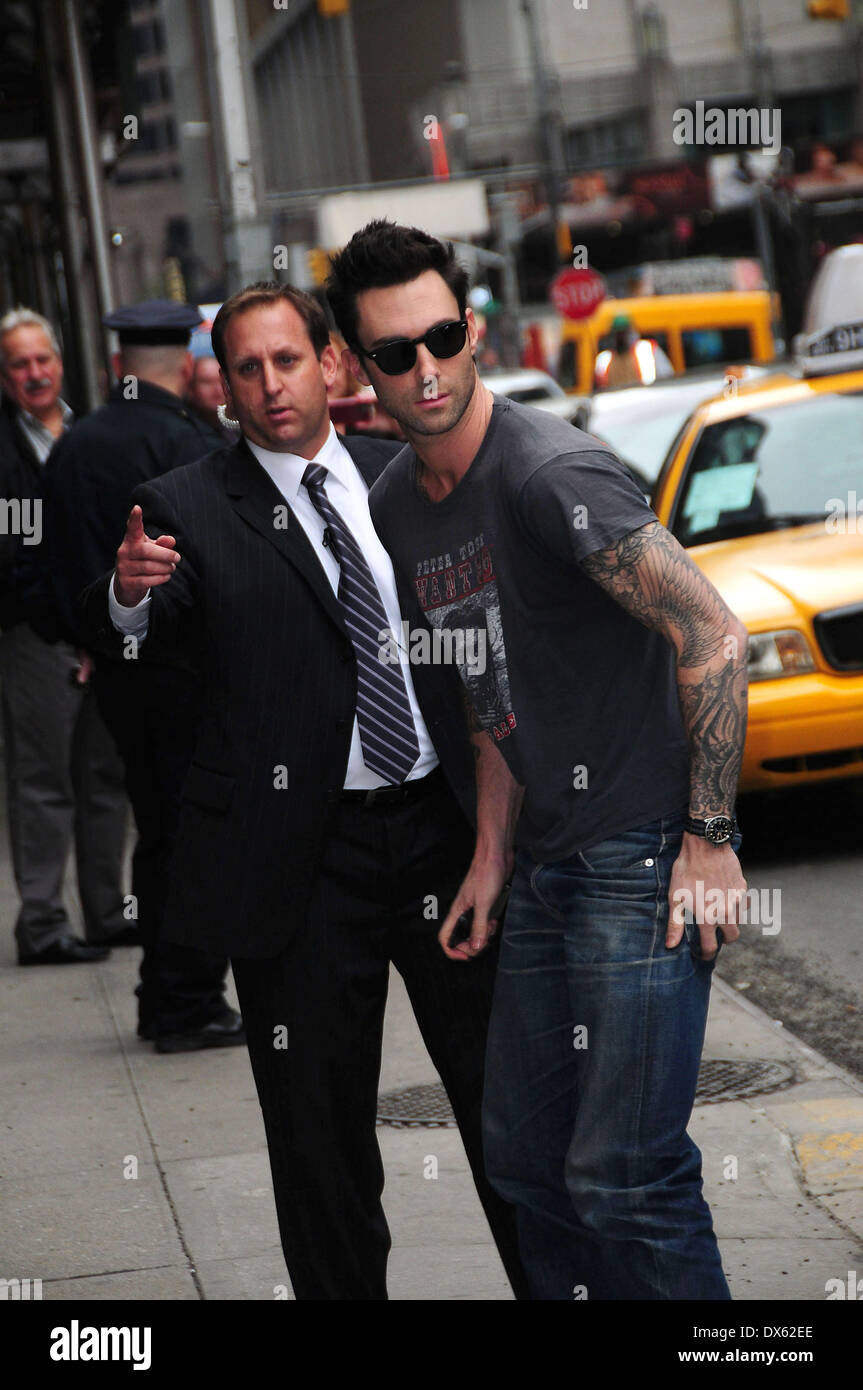 Adam Levine at the 'Late Show with David Letterman' studio in New York ...