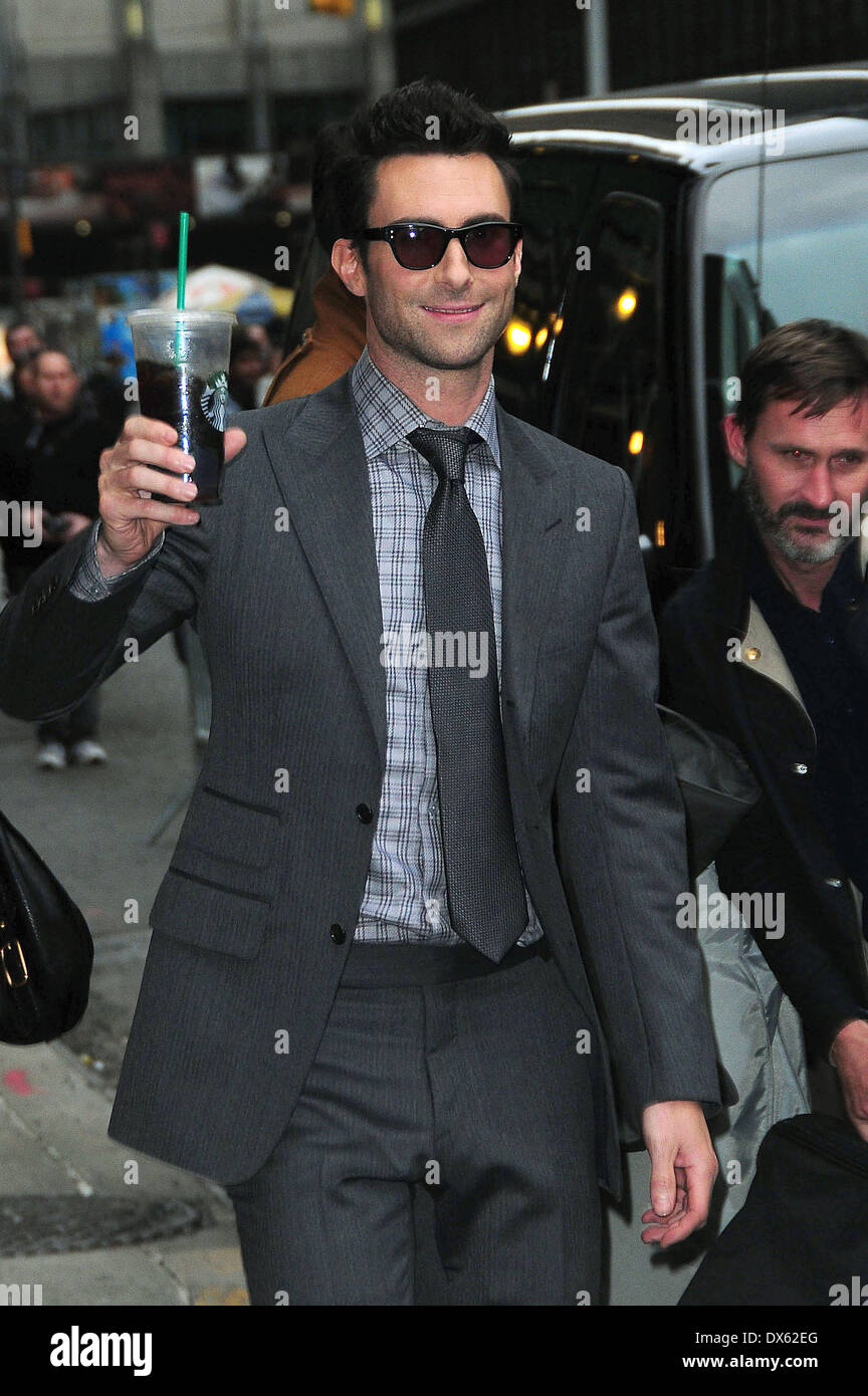 Adam Levine at the 'Late Show with David Letterman' studio in New York ...
