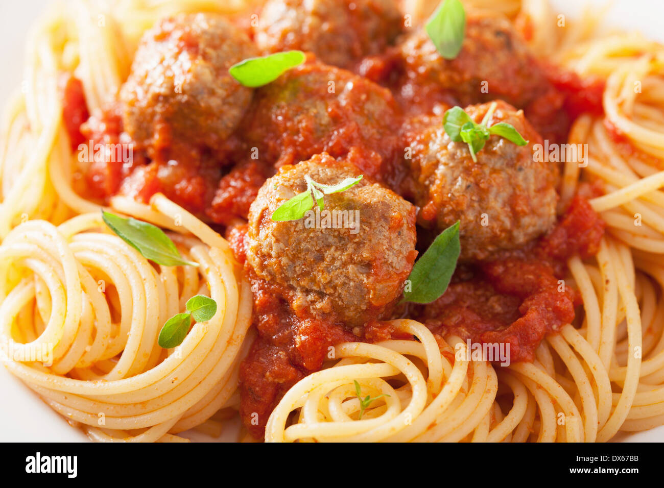 spaghetti with meatballs in tomato sauce Stock Photo - Alamy