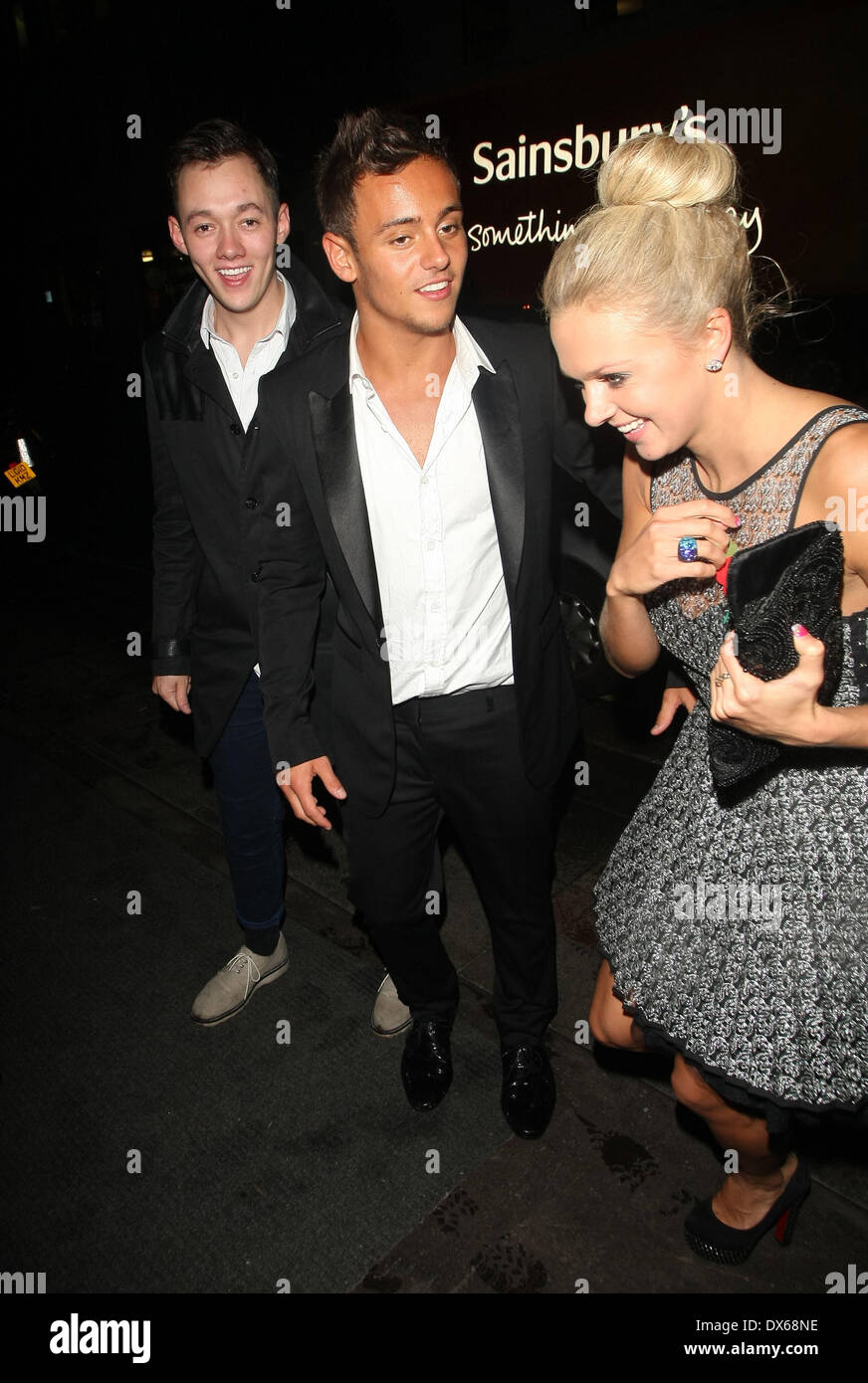Tom Daley and Tonia Couch arriving at The May Fair Hotel London ...