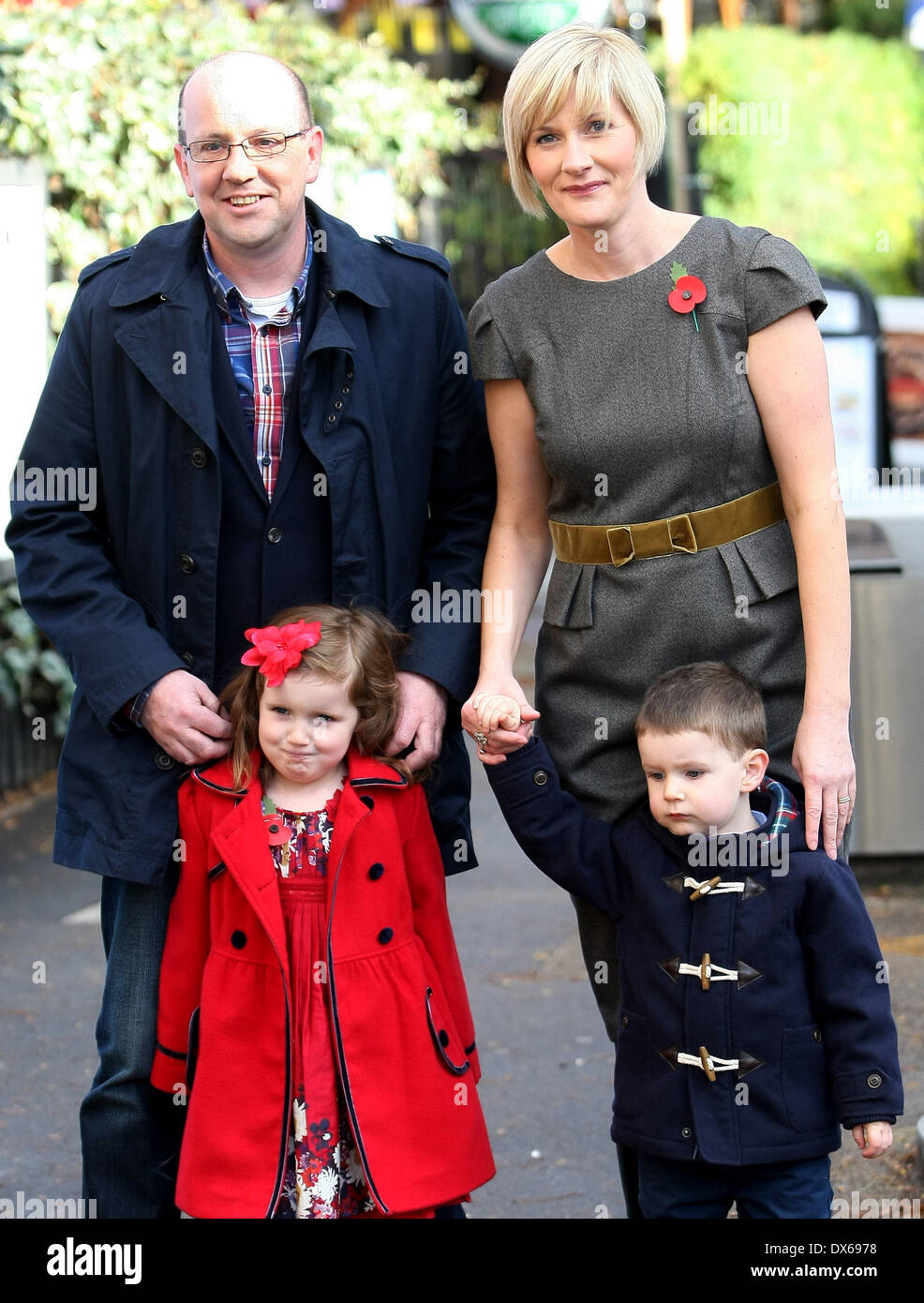 Lee and Alex O'Donoghue with their children Gabriel and Delilah outside the ITV studios London ...