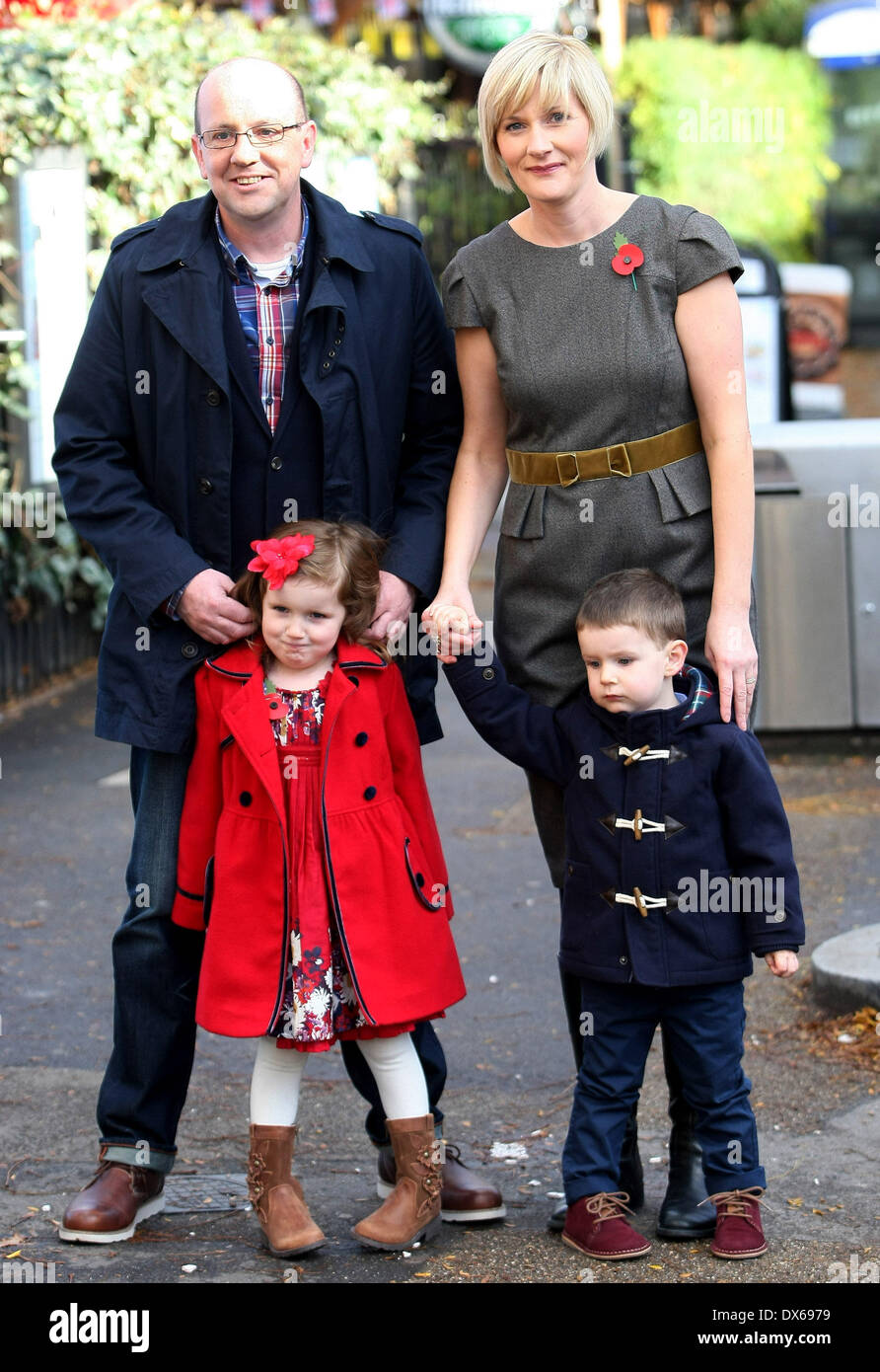 Lee and Alex O'Donoghue with their children Gabriel and Delilah outside the ITV studios London ...