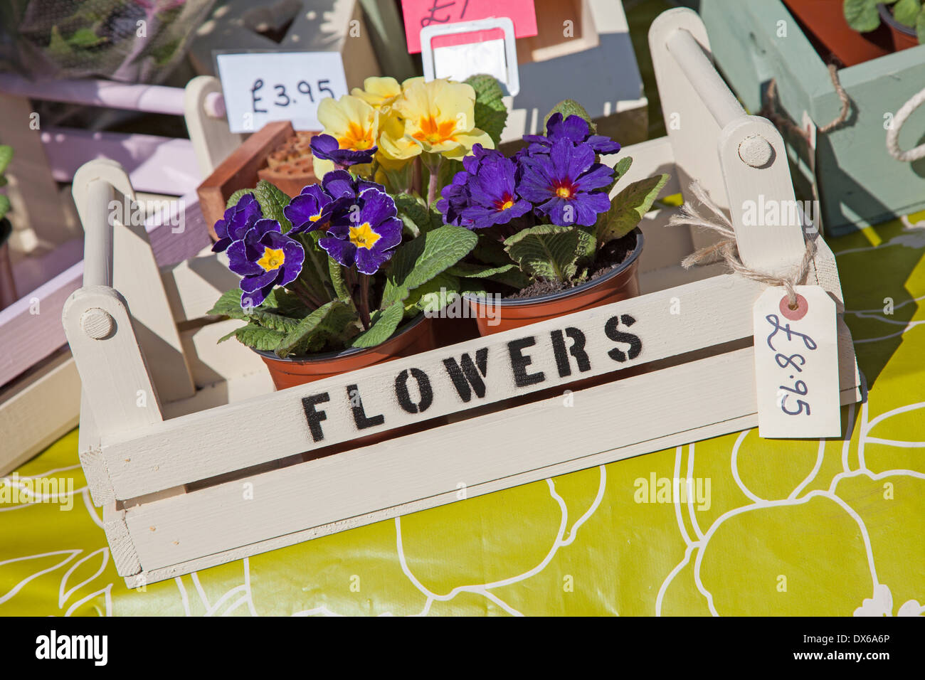 Wooden tray flowers hi-res stock photography and images - Alamy