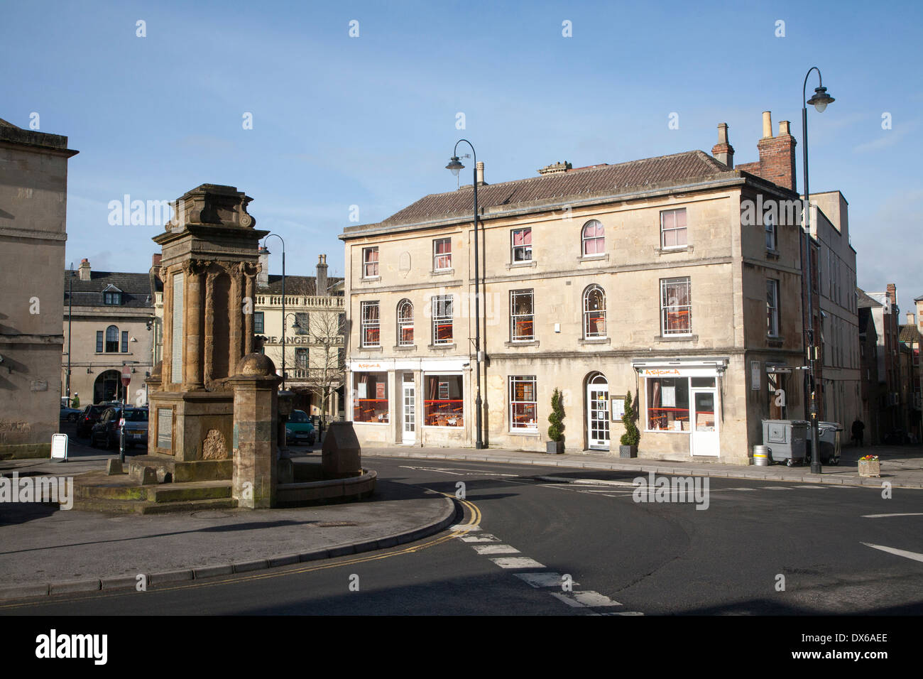 Historic stone buildings in the town centre of Chippenham, Wiltshire ...