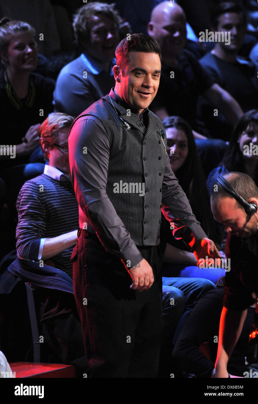 Robbie Williams Scandinavian primetime talkshow 'Skavlan' filmed at the ...