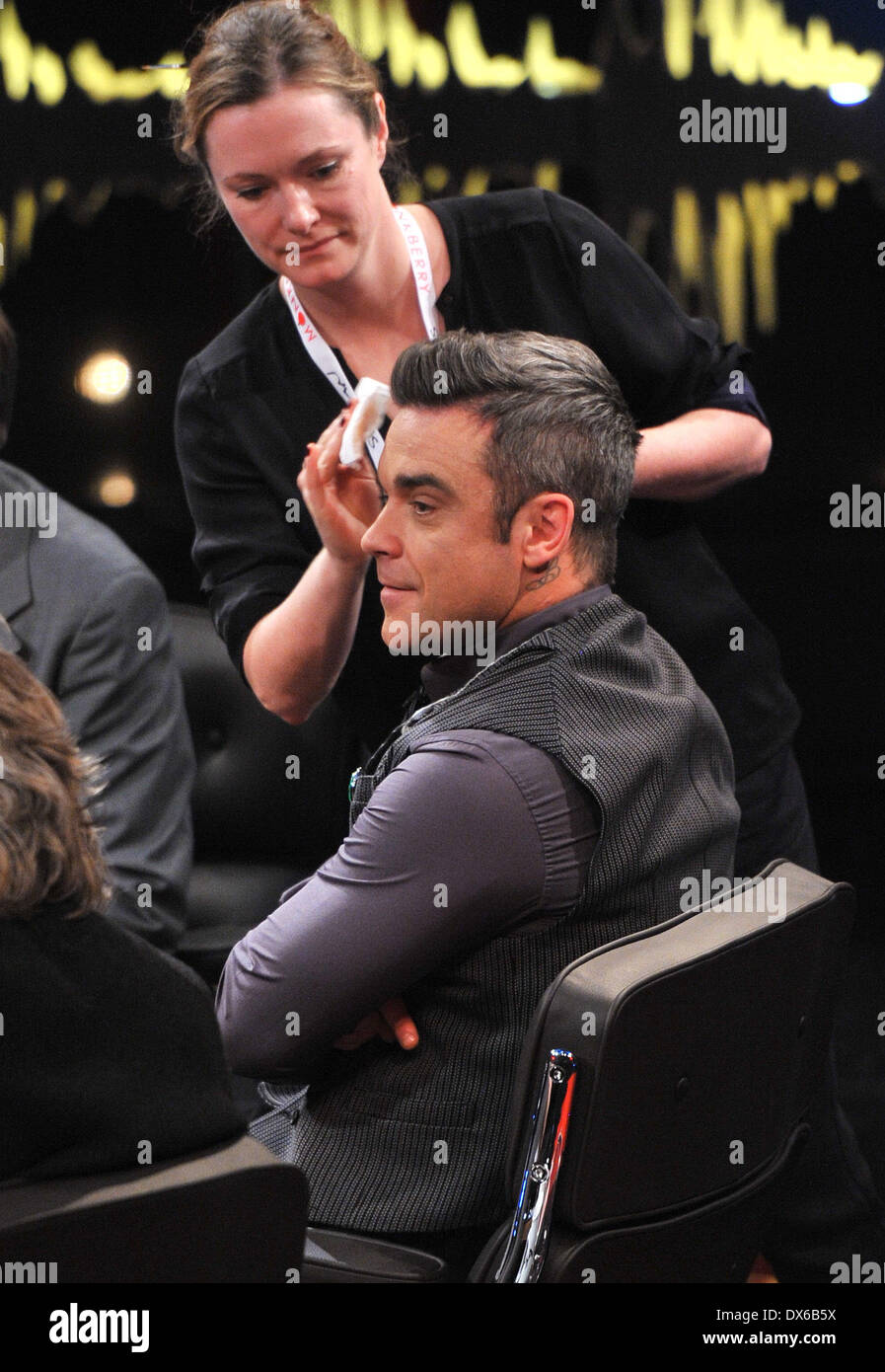 Robbie Williams Scandinavian primetime talkshow 'Skavlan' filmed at the ...