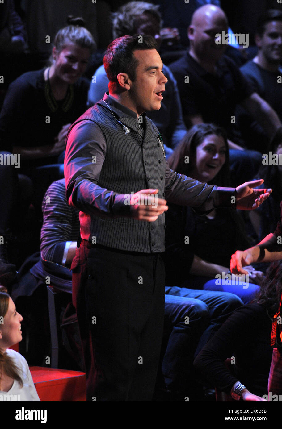 Robbie Williams Scandinavian primetime talkshow 'Skavlan' filmed at the ...