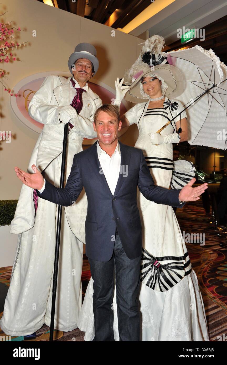 Shane Warne attends the launch of the G.H. Mumm Spring Carnival ...