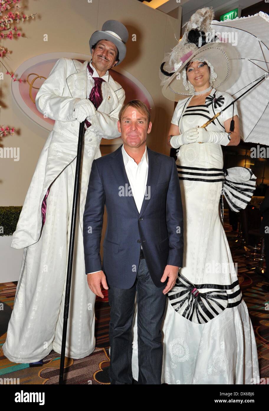 Shane Warne attends the launch of the G.H. Mumm Spring Carnival ...