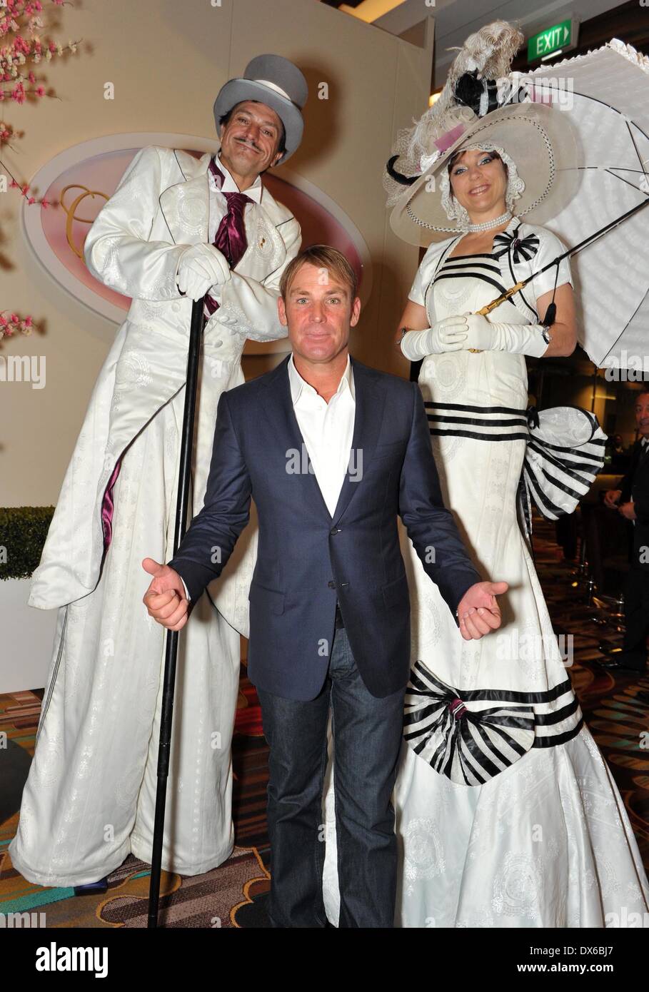Shane Warne attends the launch of the G.H. Mumm Spring Carnival ...