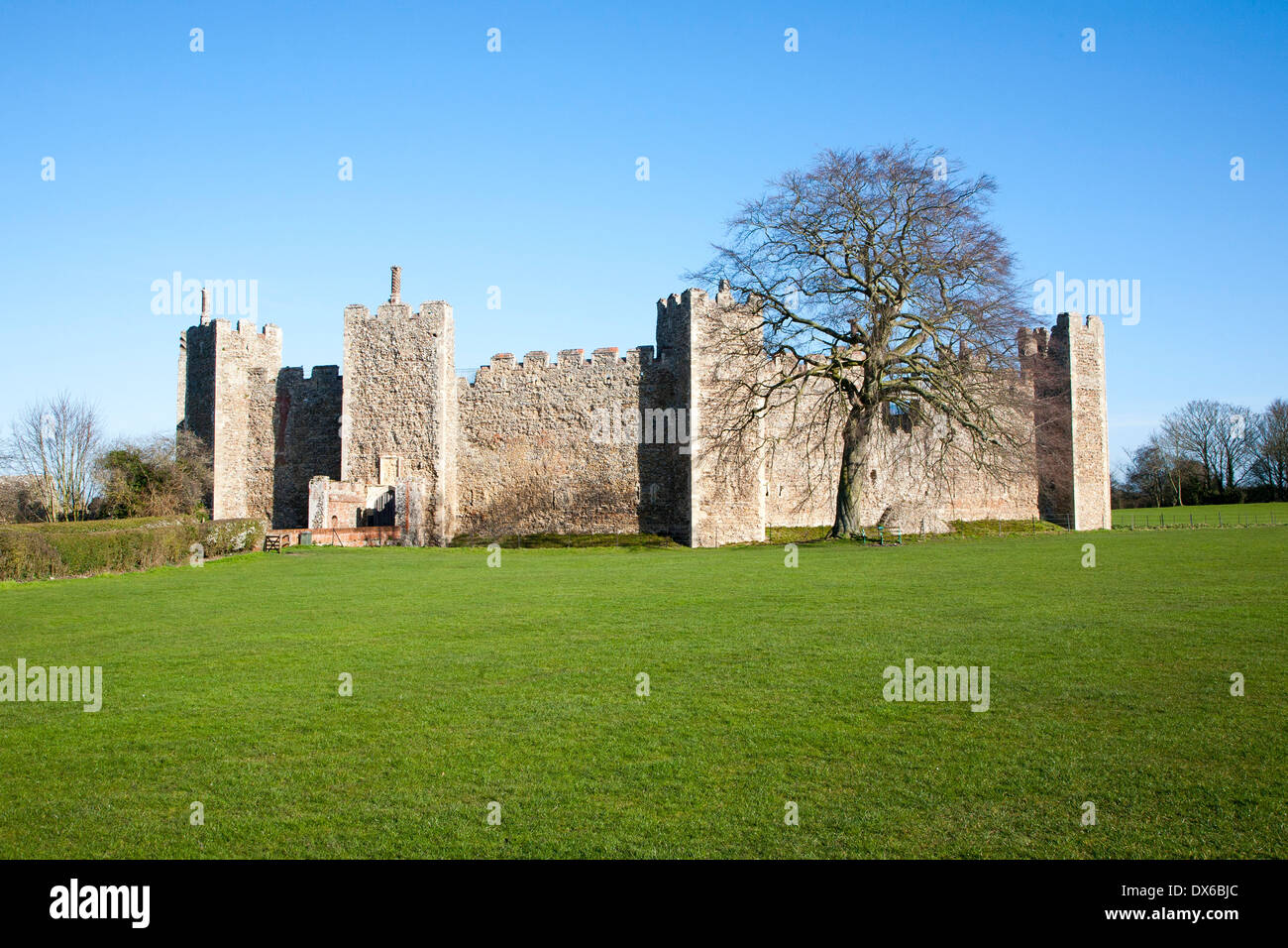 The curtain wall and ramparts of Framlingham castle, Suffolk, England ...