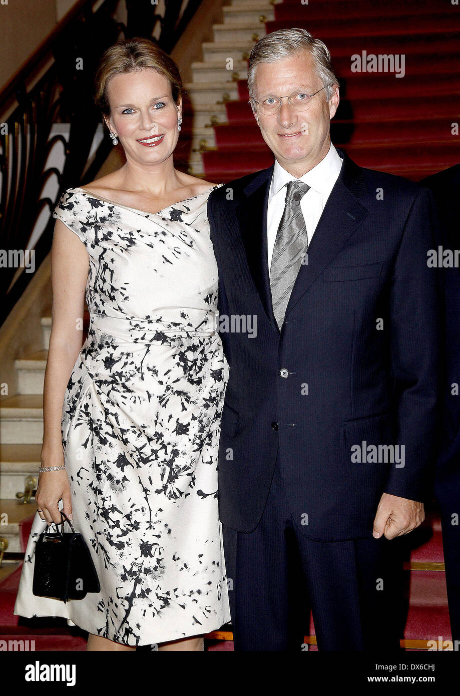 Princess Mathilde and Prince Philippe of Belgium Attends a concert of ...