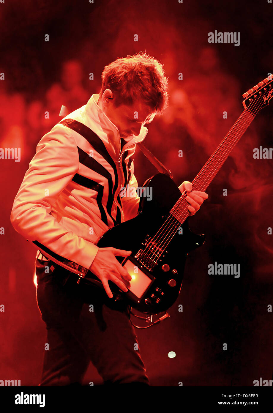 Matt Bellamy of Muse performing live in concert at the Manchester MCR ...