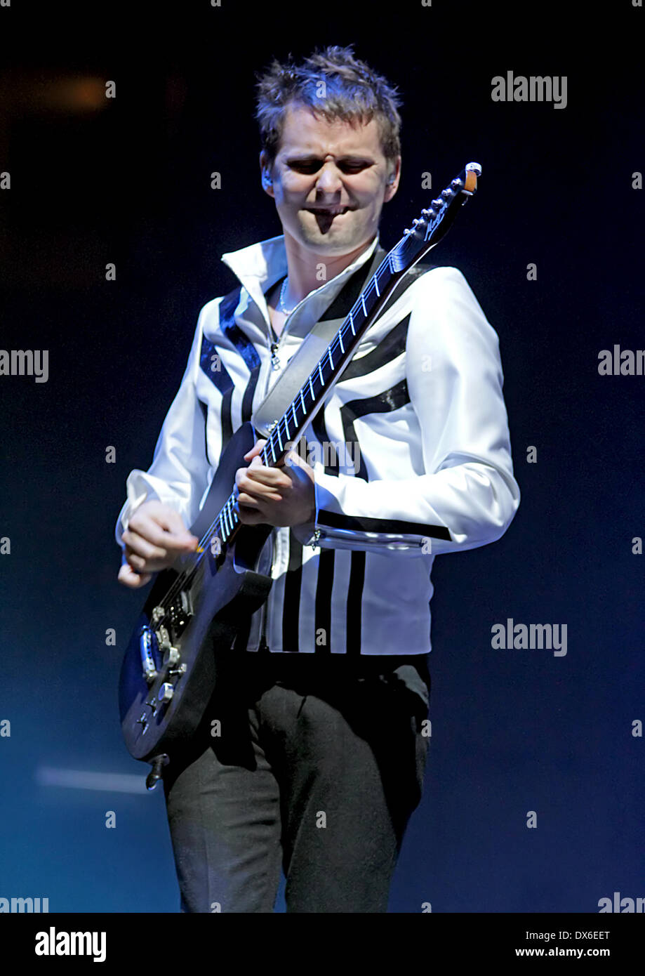 Matt Bellamy of Muse performing live in concert at the Manchester MCR ...