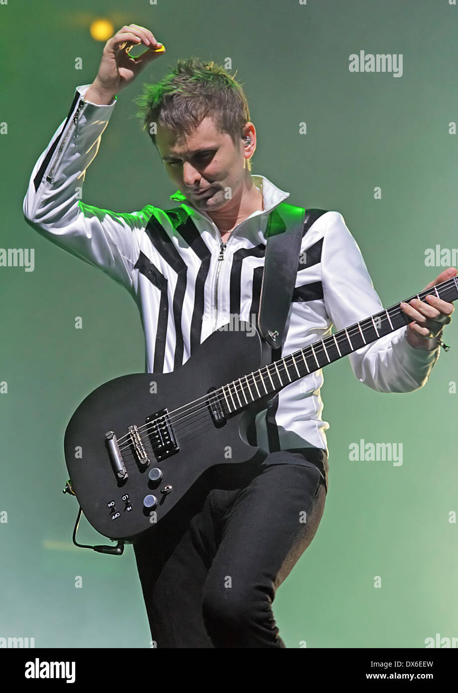 Matt Bellamy of Muse performing live in concert at the Manchester MCR ...