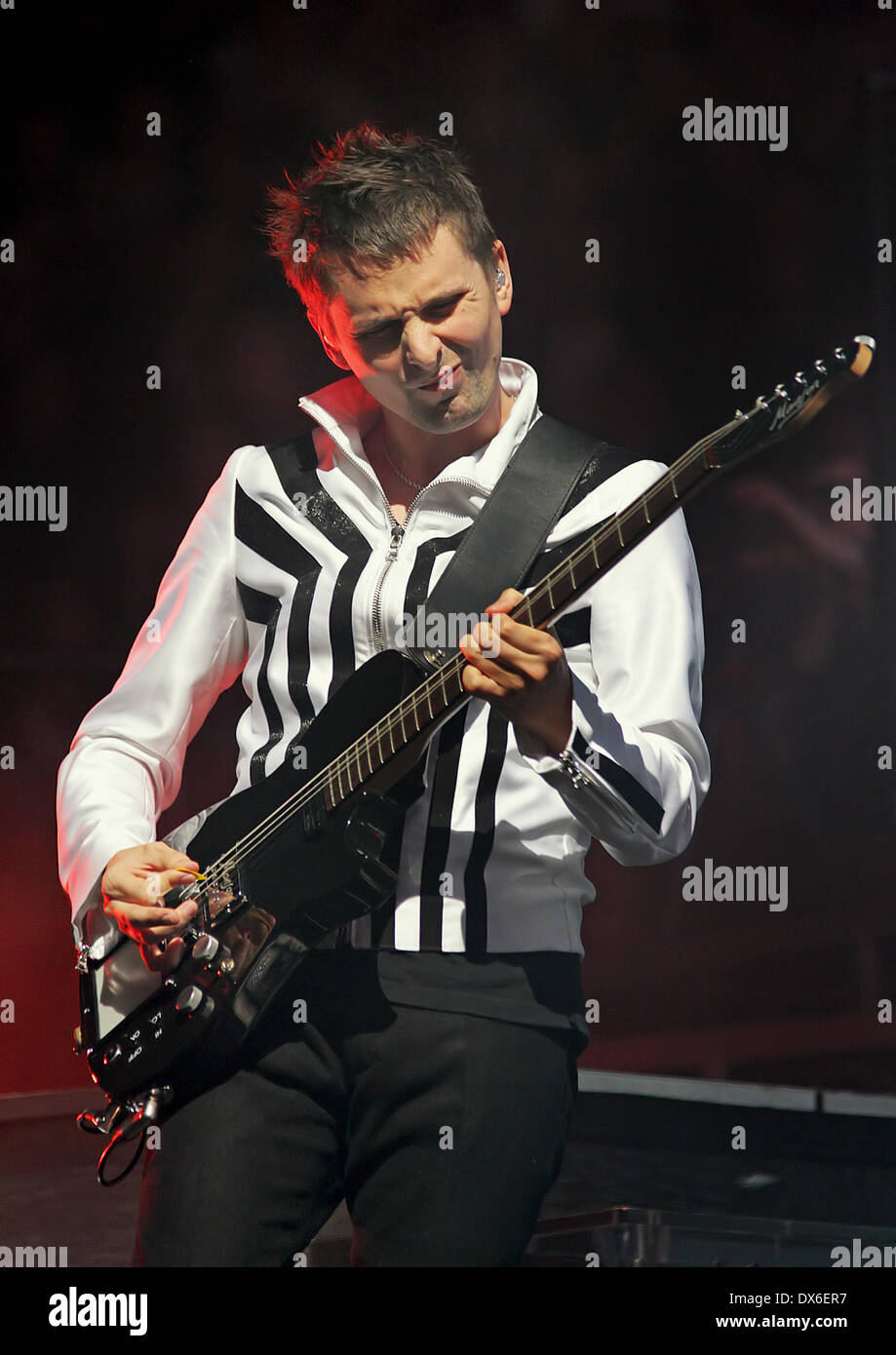 Matt Bellamy of Muse performing live in concert at the Manchester MCR ...