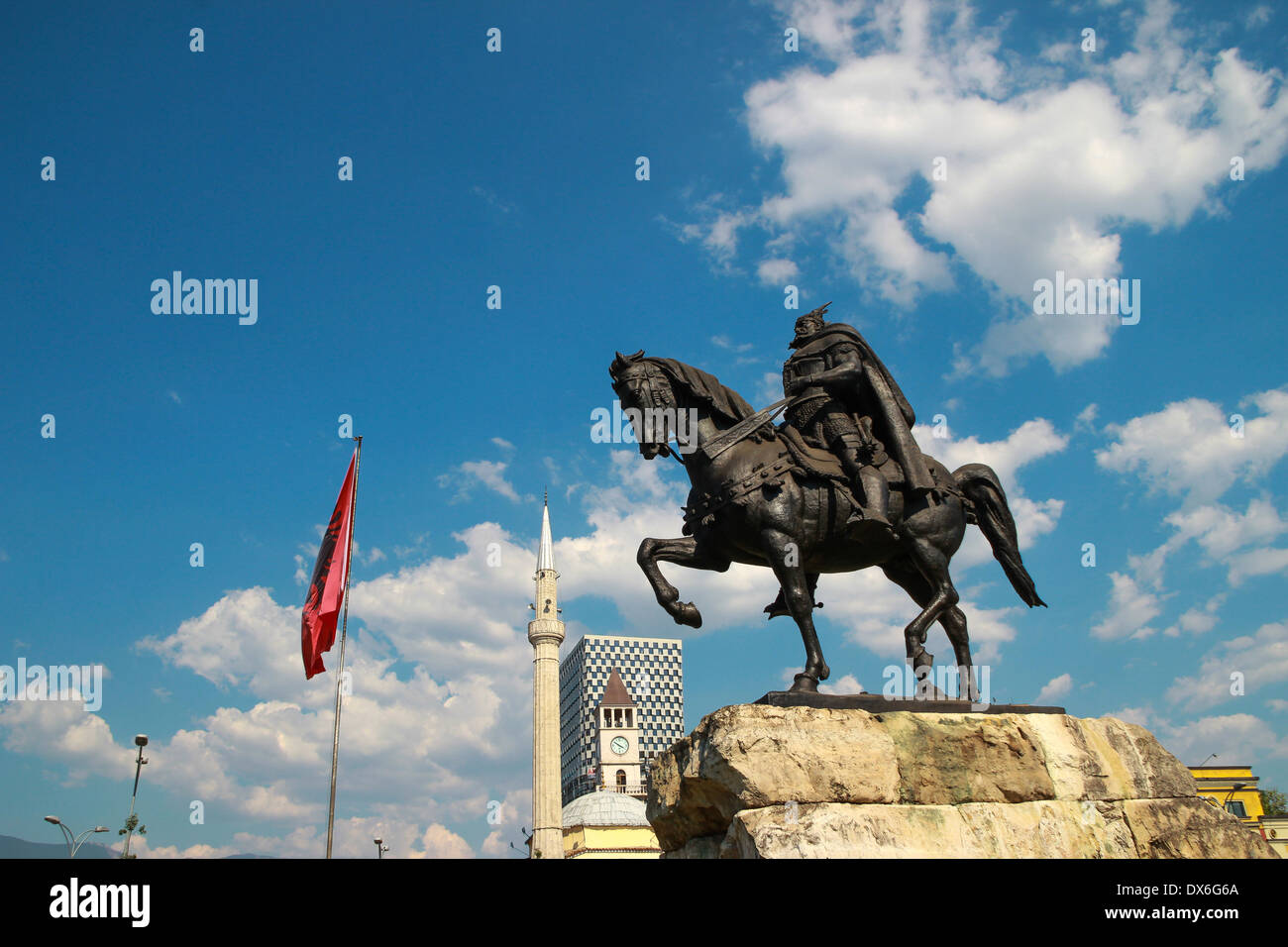 Statue Albanian national hero George Kastrioti Skanderbeg on his horse ...