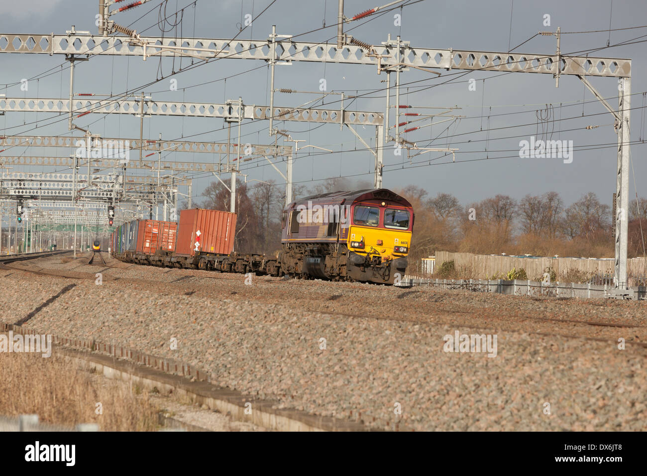 Freight & passenger trains on the West Coast Main Line in the Midlands ...