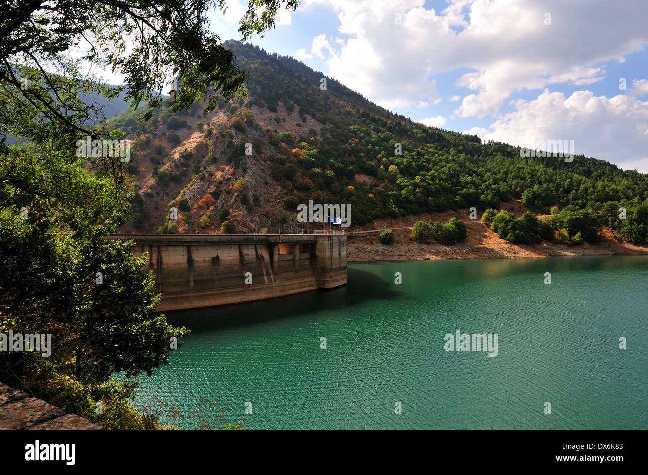 Dam in a lake, Thessaly, Central Greece Stock Photo - Alamy