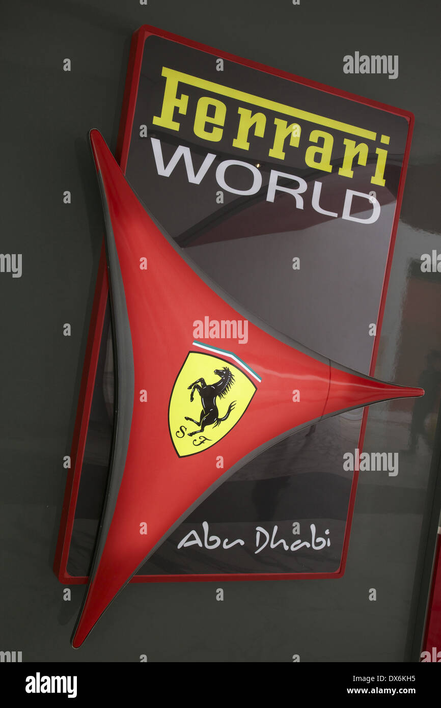 Middle East, UAE, Abu Dhabi, Yas Island, Ferrari World, Sign Stock ...