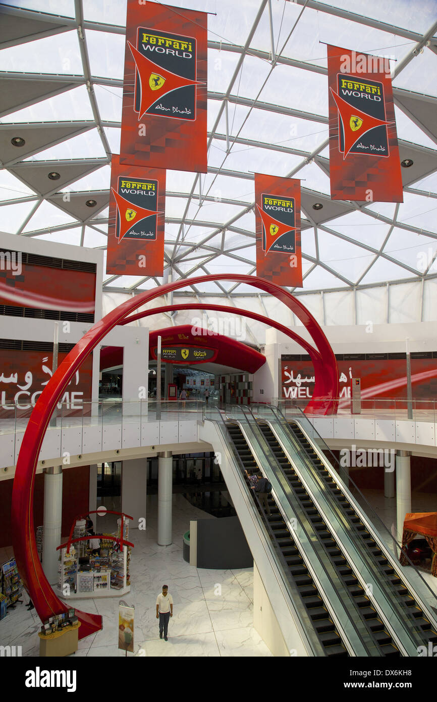 Middle East, UAE, Abu Dhabi, Yas Island, Ferrari World, Entrance Stock ...