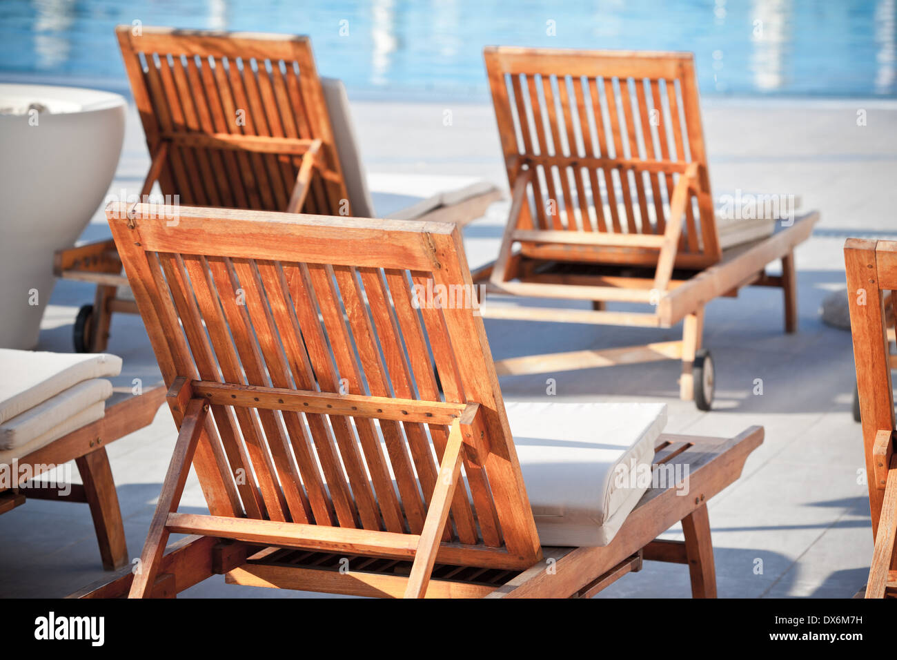 Hotel Poolside Chairs. Horizontal shot Stock Photo - Alamy