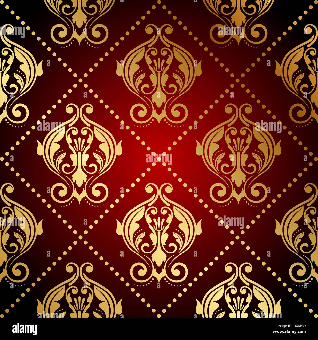 Vector red and gold ornate wallpaper Stock Photo - Alamy