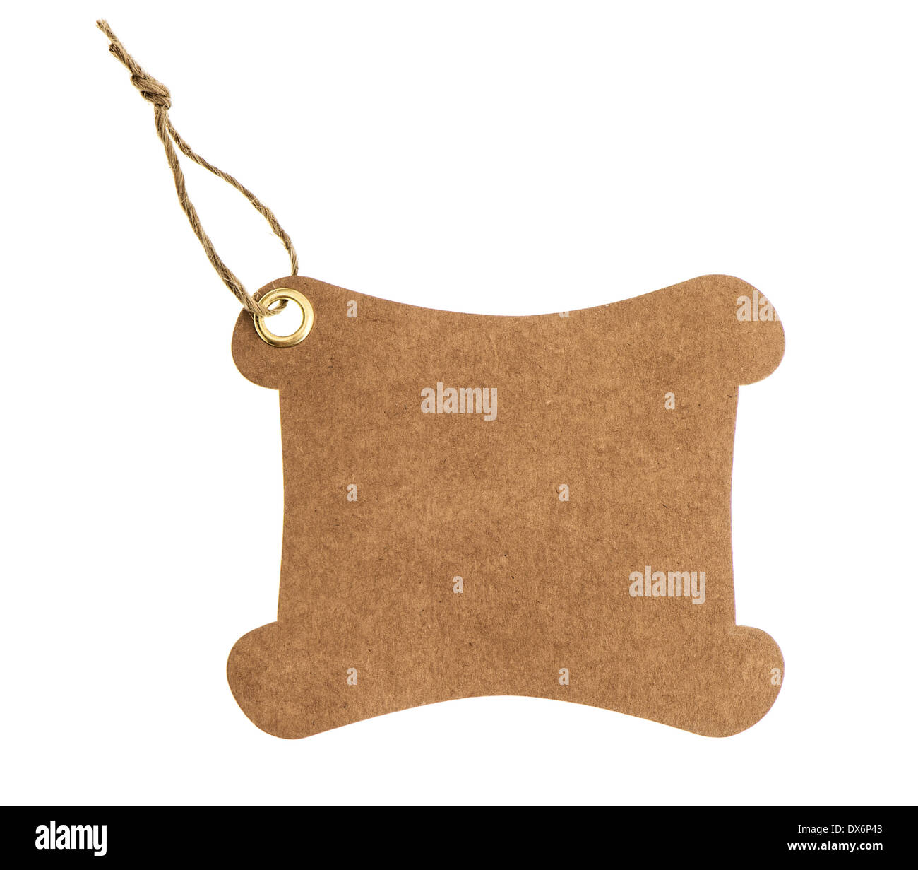 brown paper tag with metal rivet isolated on white background Stock ...