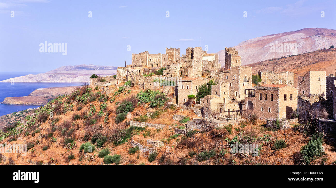 Vathia village the Mani Peninsula Peloponnese Greece Stock Photo - Alamy