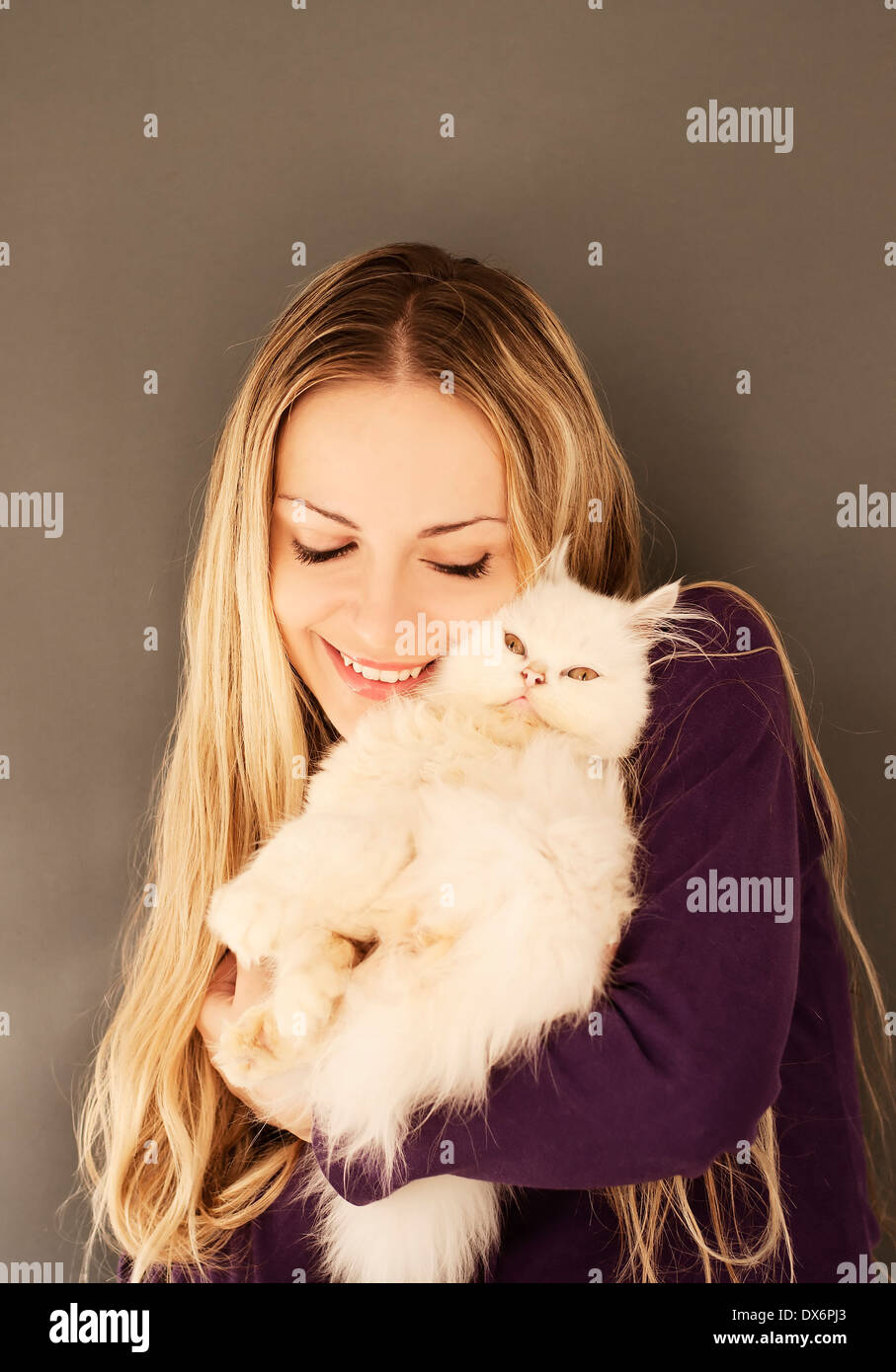 Cat hugging girl hi-res stock photography and images - Alamy
