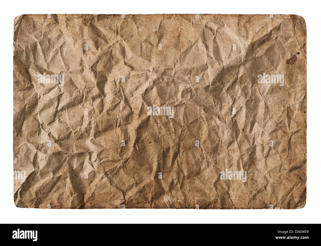 old crumpled grungy card board isolated on white. antique paper ...