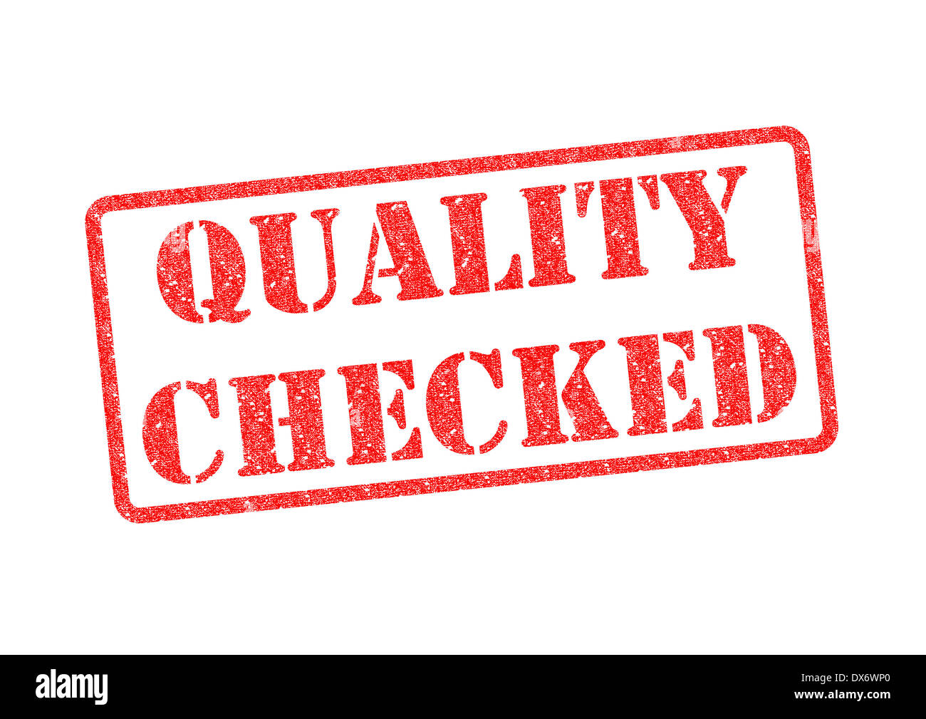 QUALITY CHECKED red rubber stamp over a white background Stock Photo ...