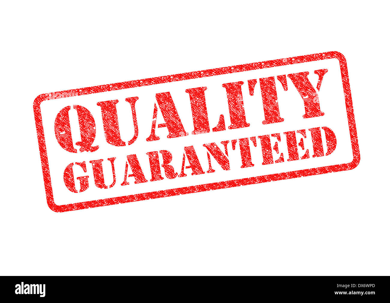 QUALITY GUARANTEED red rubber stamp over a white background Stock Photo ...
