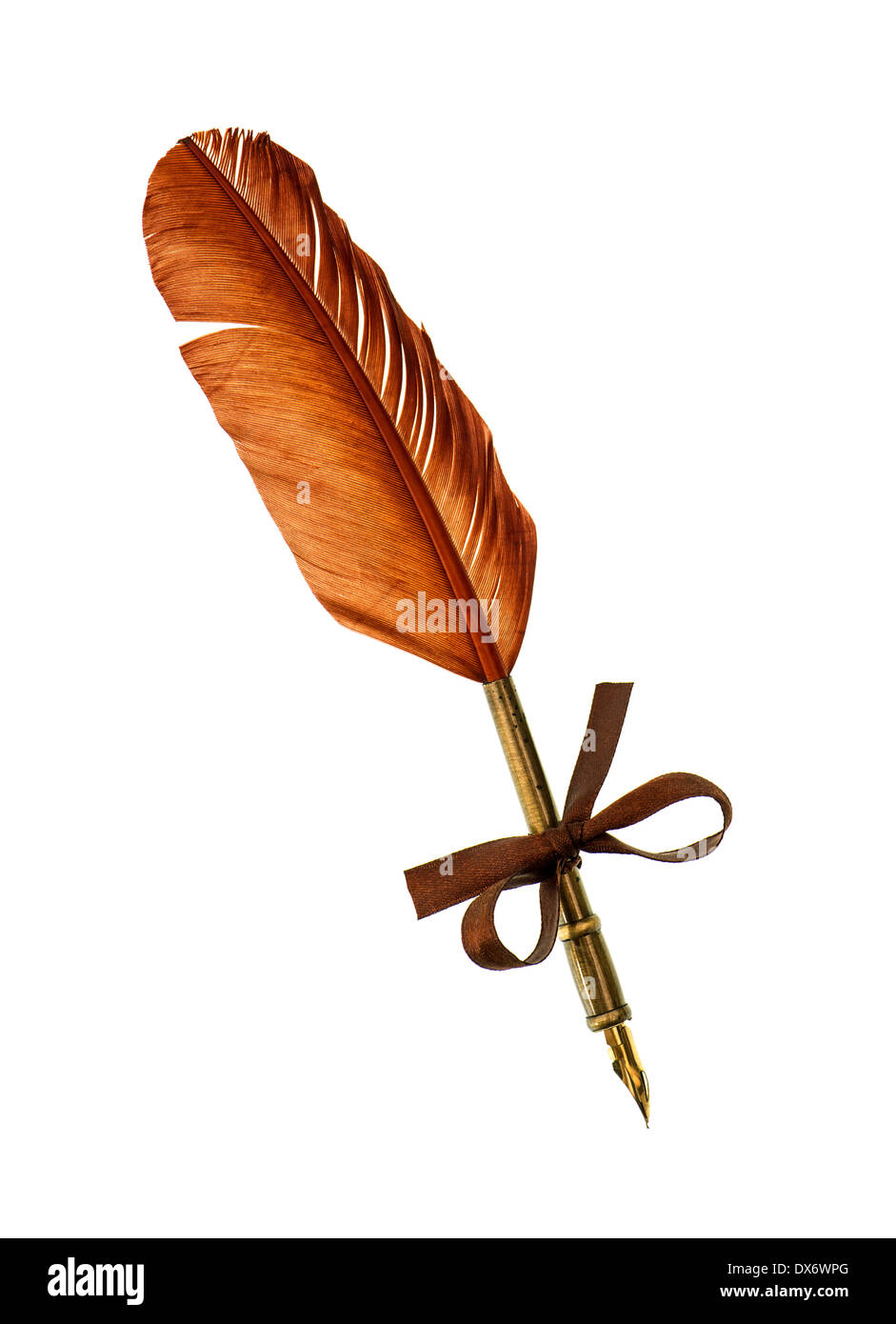 vintage feather ink pen isolated on white background Stock Photo - Alamy