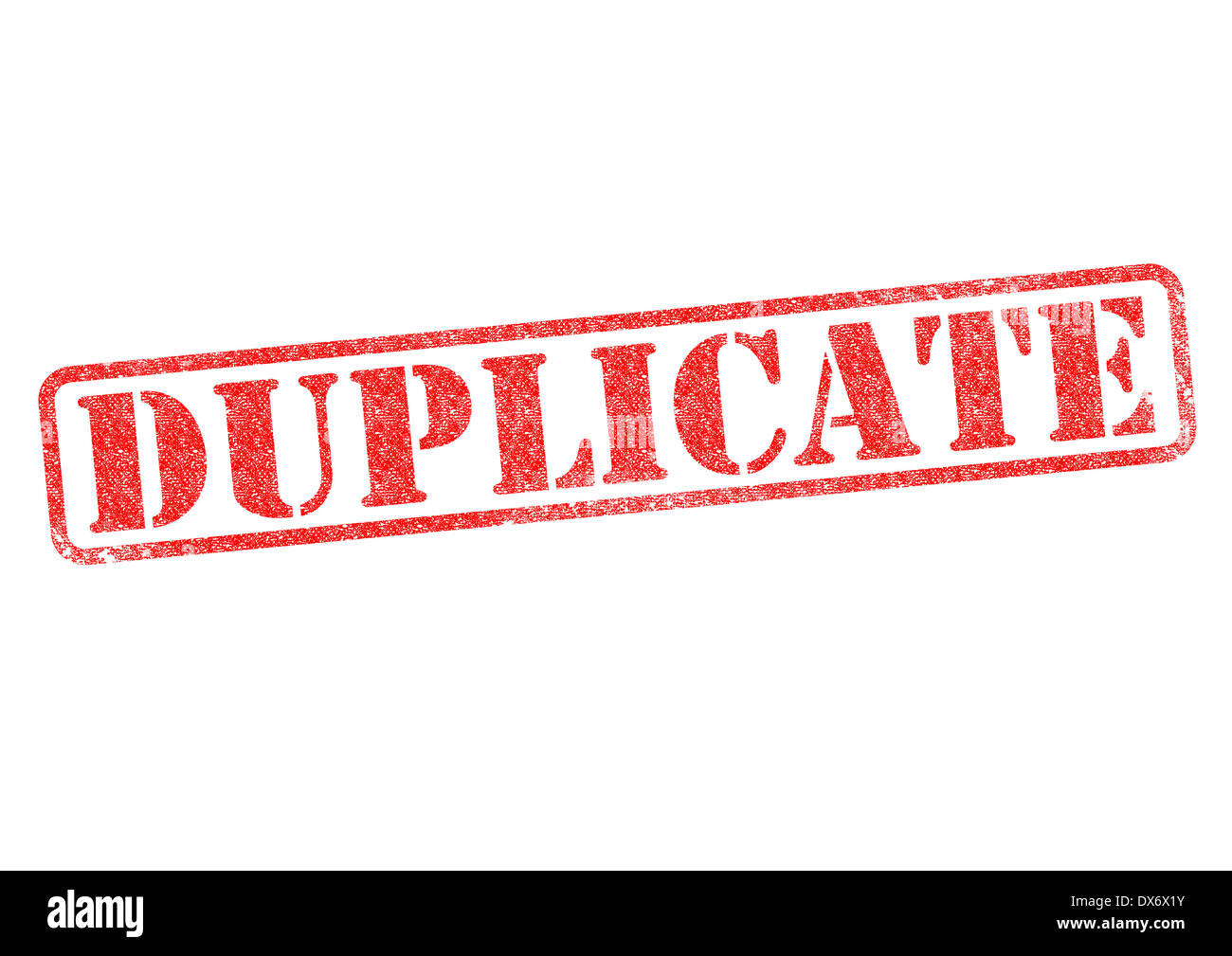 DUPLICATE red rubber stamp over a white background Stock Photo - Alamy