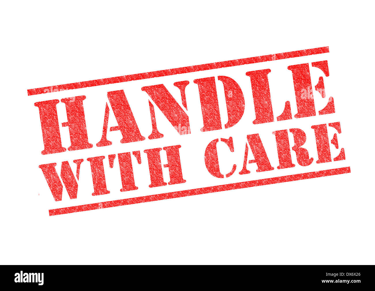 HANDLE WITH CARE rubber stamp over a white background Stock Photo - Alamy