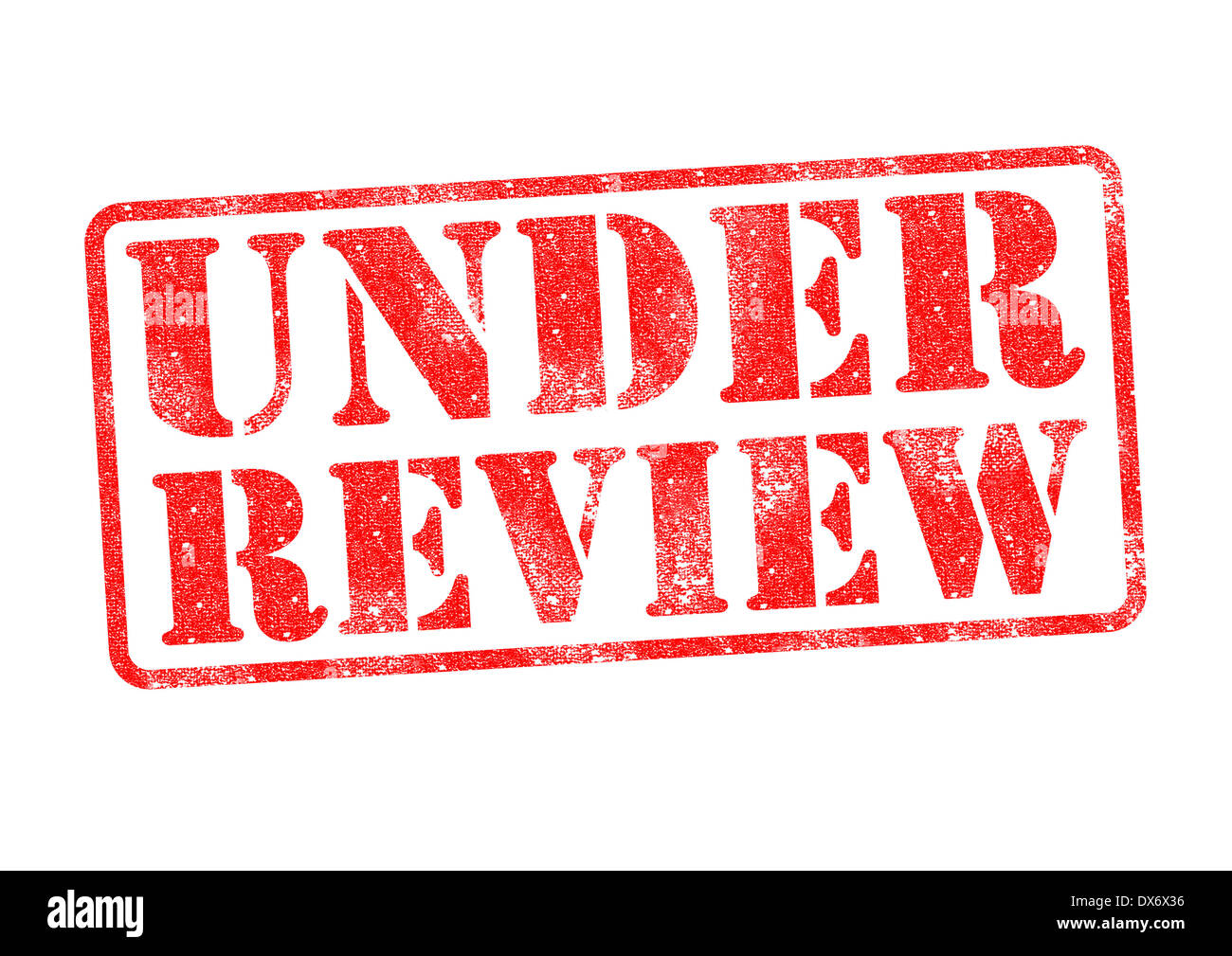 UNDER REVIEW red rubber stamp over a white background Stock Photo - Alamy