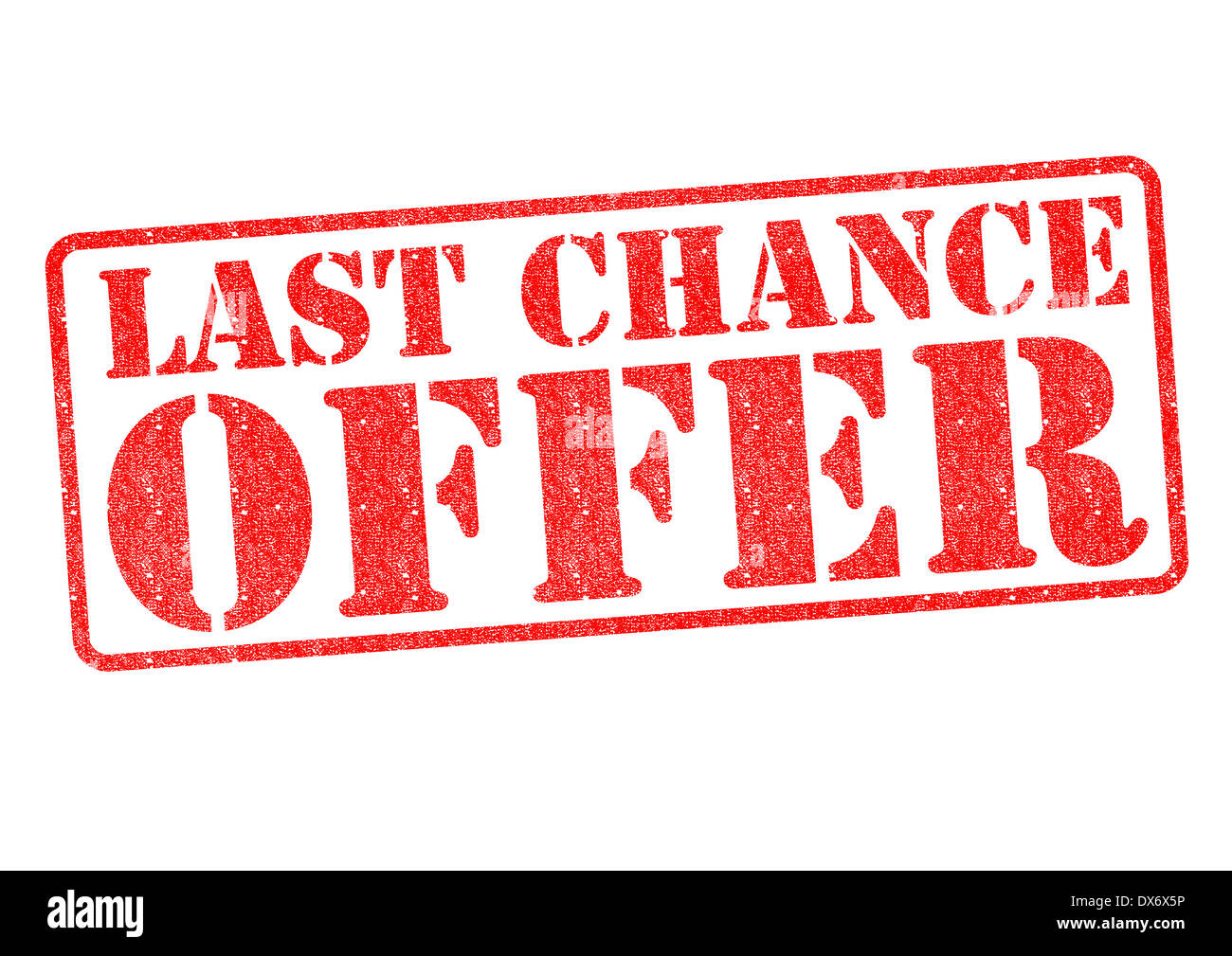LAST CHANCE OFFER red rubber stamp over a white background Stock Photo ...